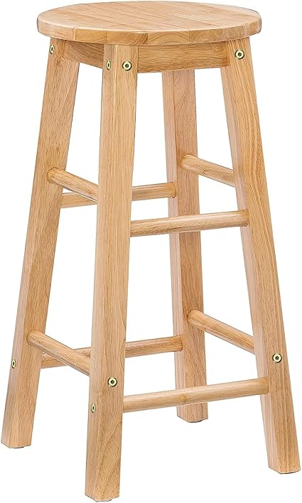 LENND BAR STOOL, Solid Wood High Stool Breakfast Kitchen Counter Wood ...