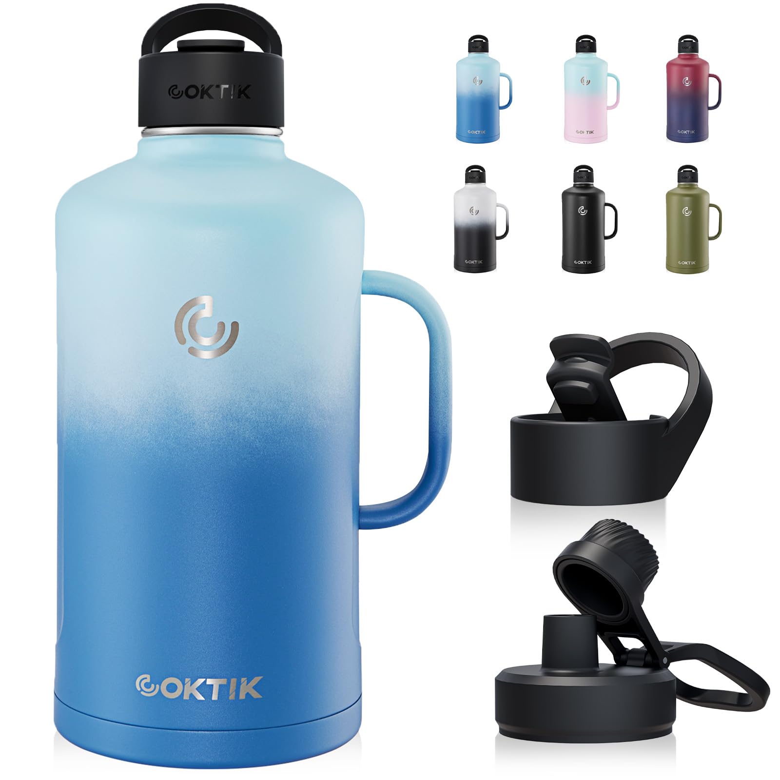 Amazon.com: COKTIK 128oz Water Bottle with Handle, Vacumm Insulated ...