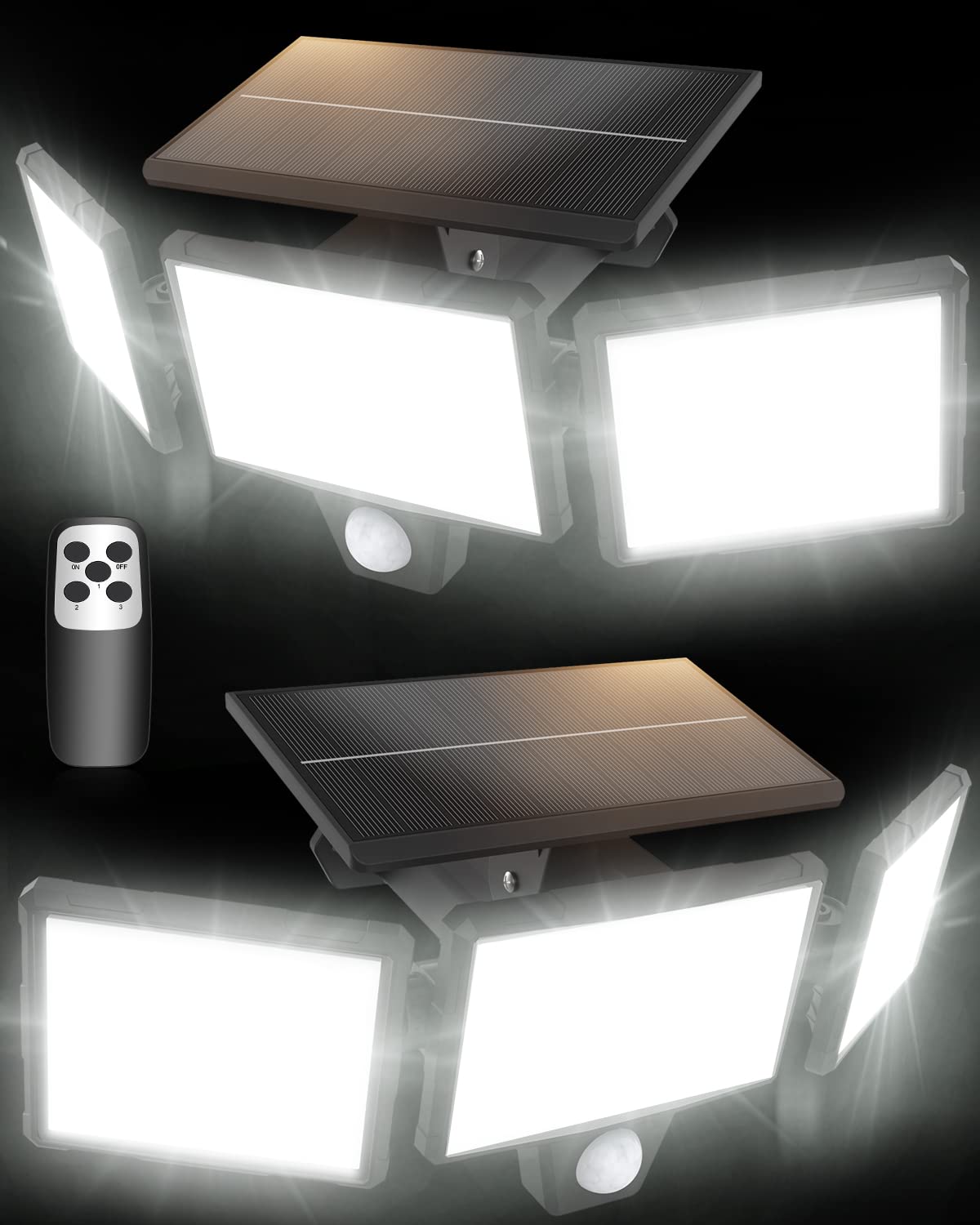 Amiluo Solar Outdoor Lights, 304 LED 3000LM Bright Security Flood ...