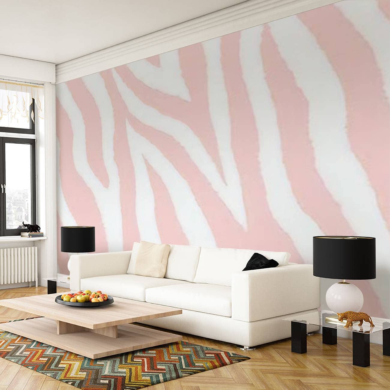 Pink And White Zebra Print Wallpaper