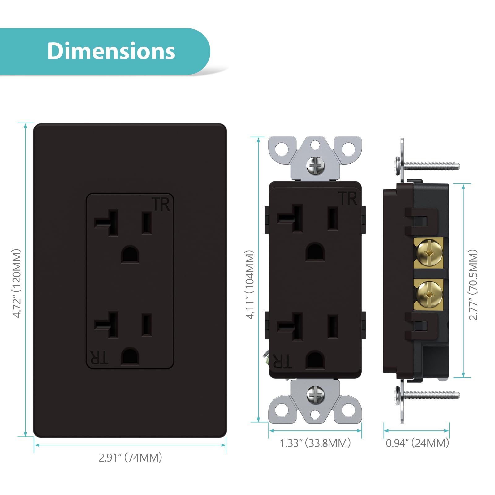 Snapklik.com : 20 Amp Decorator Wall Outlet, Tamper Resistant Duplex ...