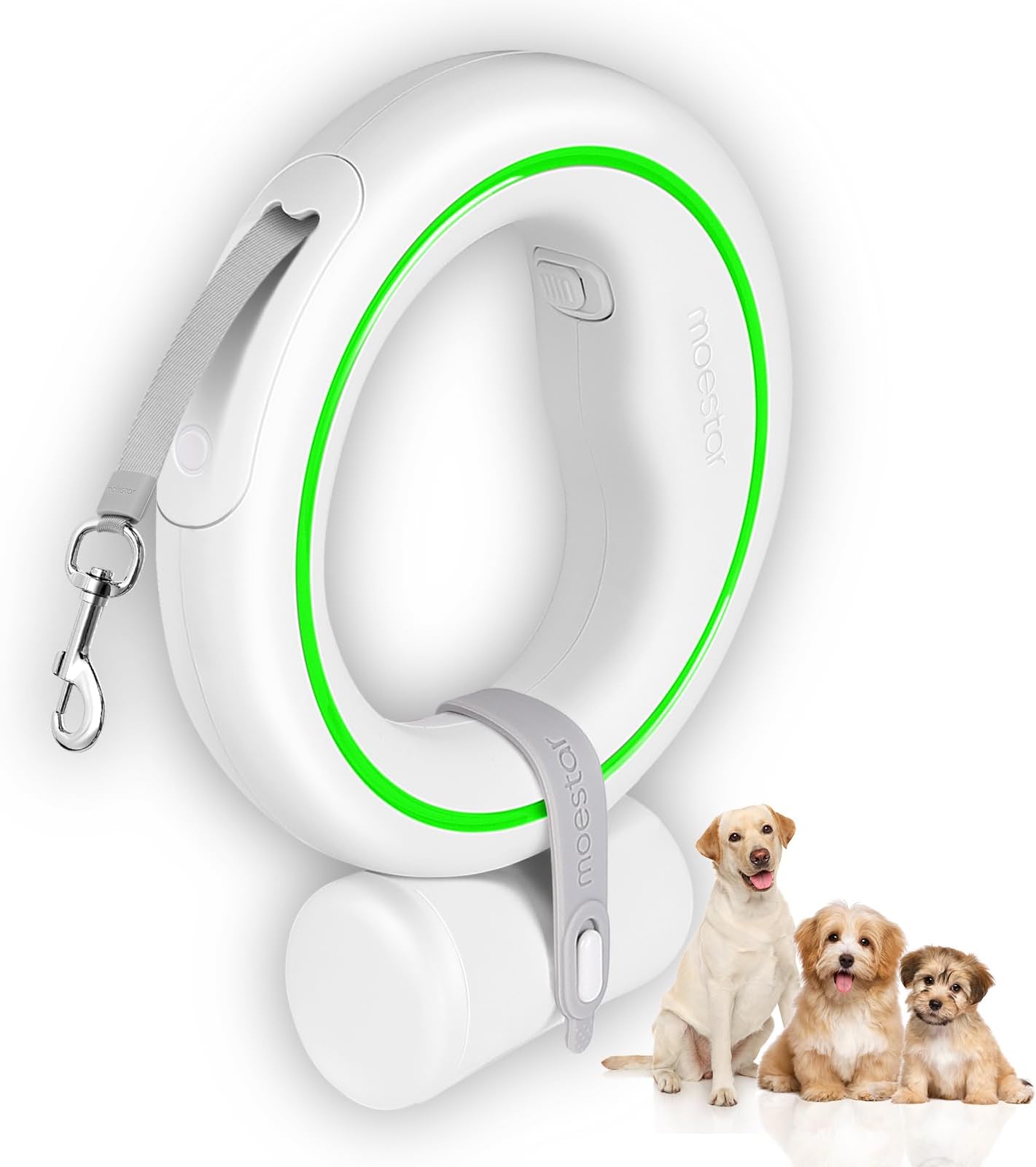 moestar UFO Retractable Dog Lead 360° Tangle Free One-Handed Brake ...