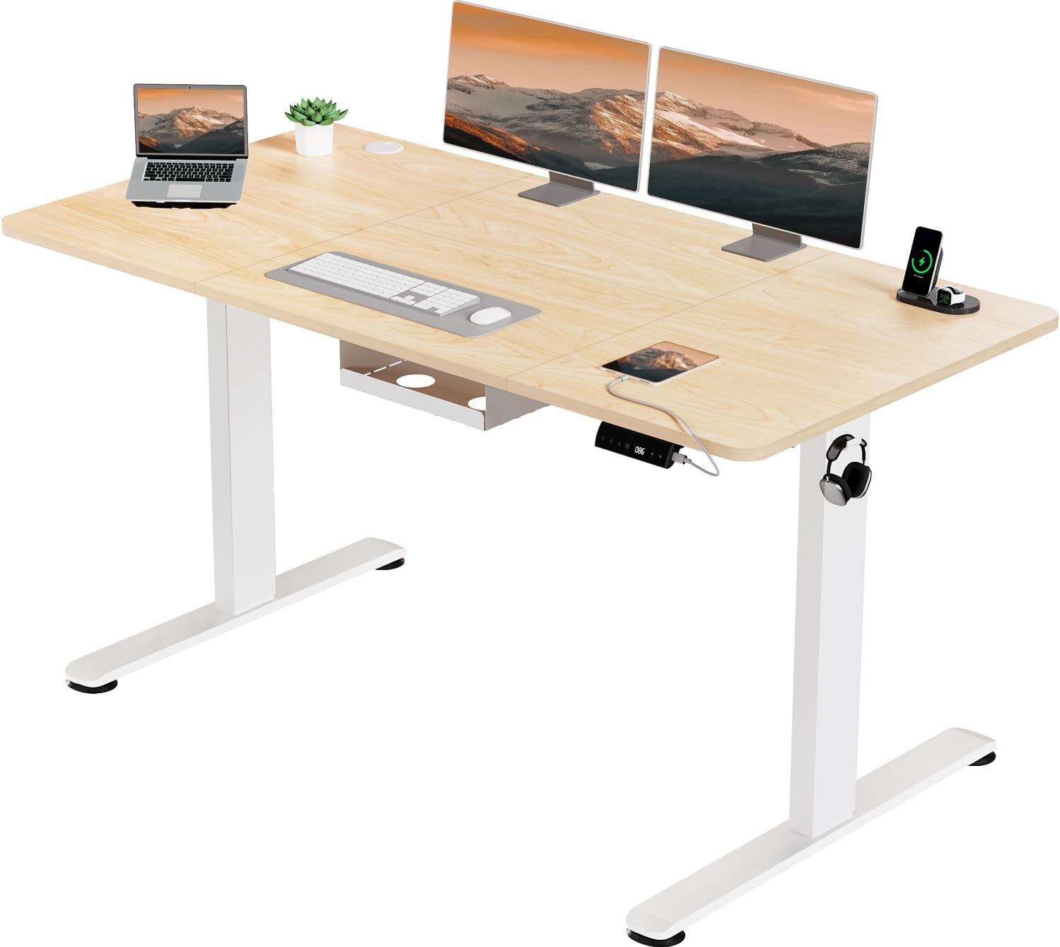Airfish Electric Standing Desk with USB Charging, Height Adjustable ...