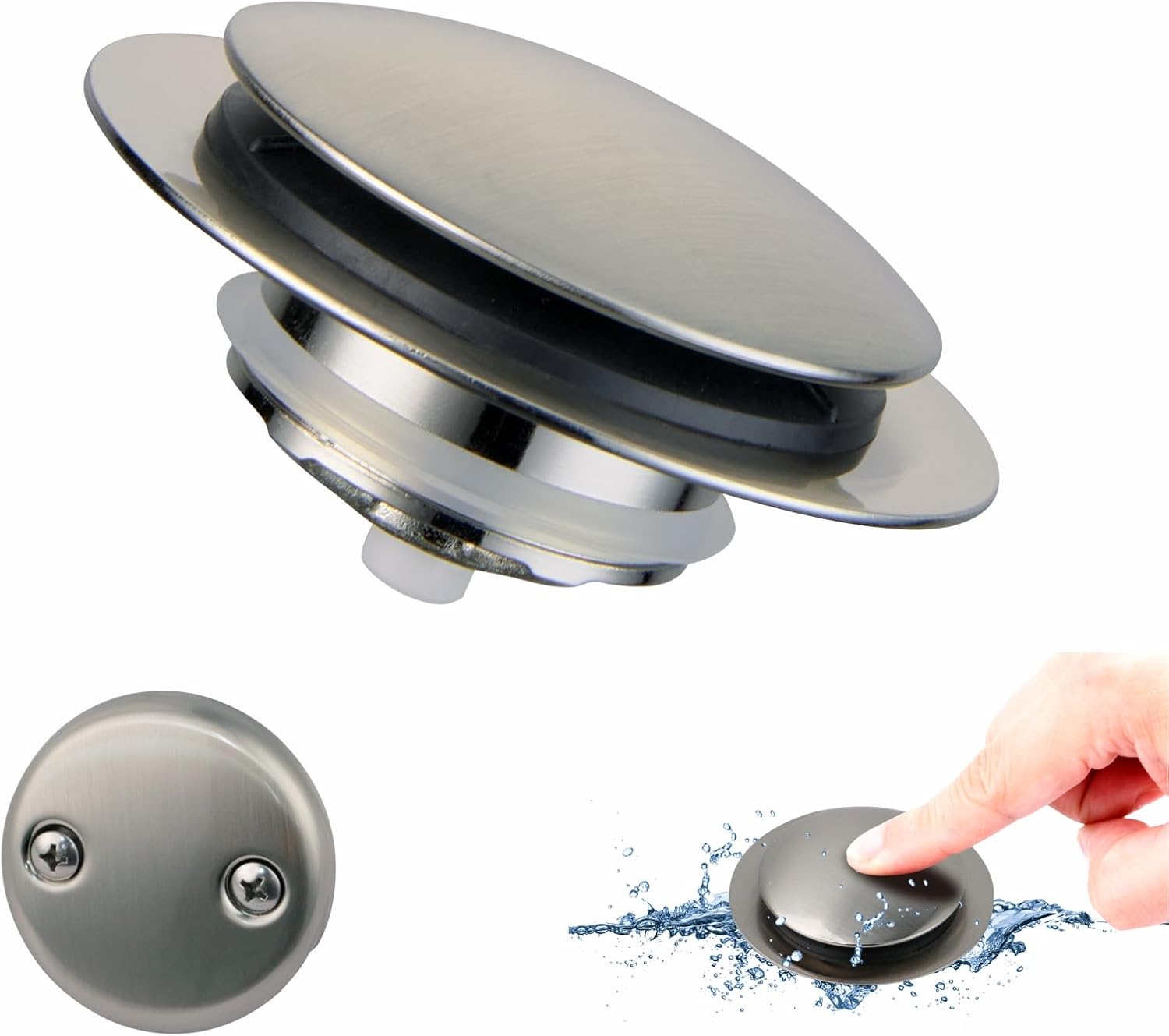 Amazon.com: Brushed Bathtub Stopper Tub Drain,Welsan Universal Pop Up ...