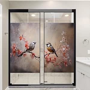 Amazon.com: Dunmat Retro Bird Window Film Coverings Watercolor Flower ...