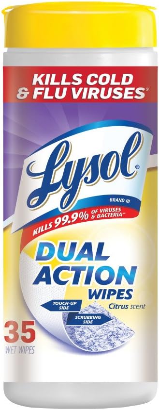 Amazon.com: Lysol Dual Action, Disinfecting Wipes, Citrus, Blue 35Ct ...