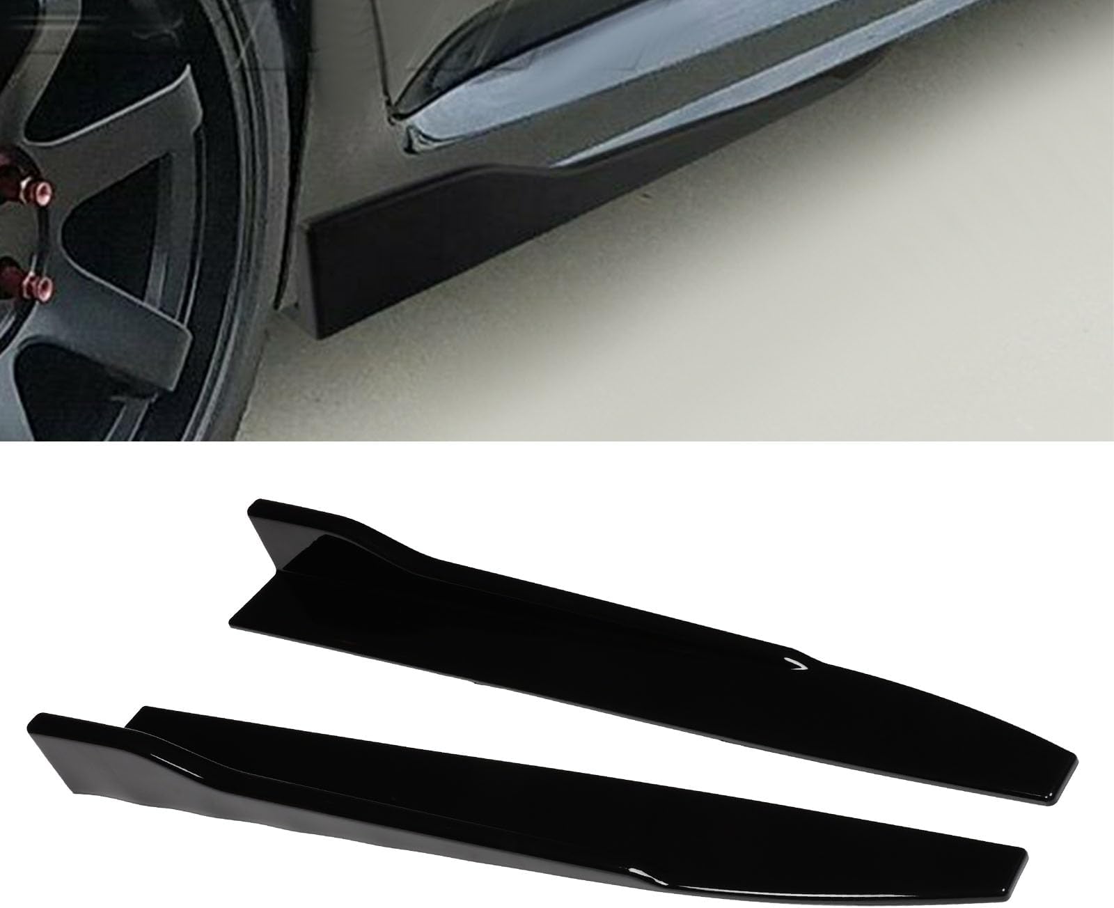 Amazon.com: Pair Universal Black Side Skirt Rocker Splitters Winglet ...