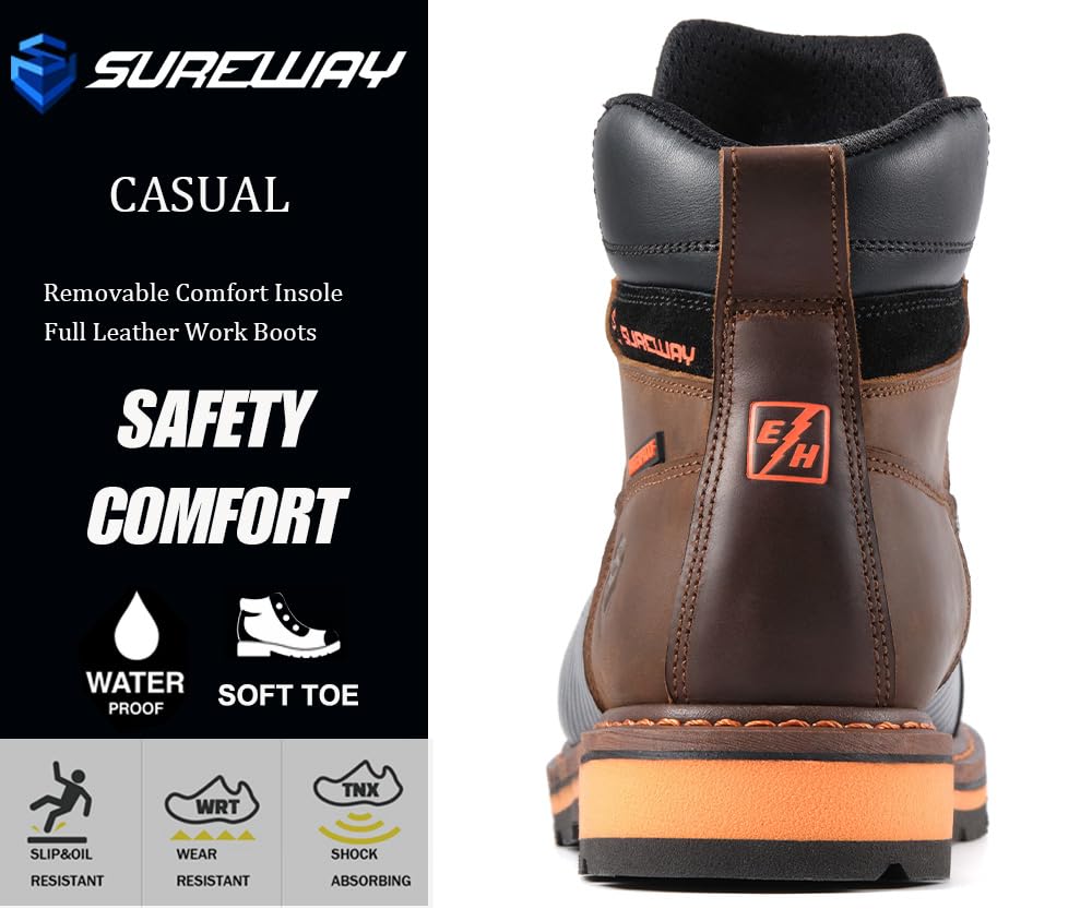 Snapklik.com : SUREWAY Soft Toe Heavy Duty Waterproof Work Boot, Mens 6 ...