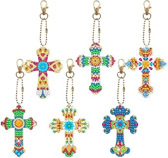 Amazon.com: LUSandy 6pcs DIY 5D Colorful Cross Diamond Painting ...