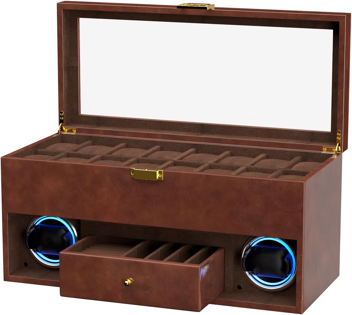 Amazon.com: DUKWIN 16-Slot Watch Display Case with Watch Winder for 2 ...