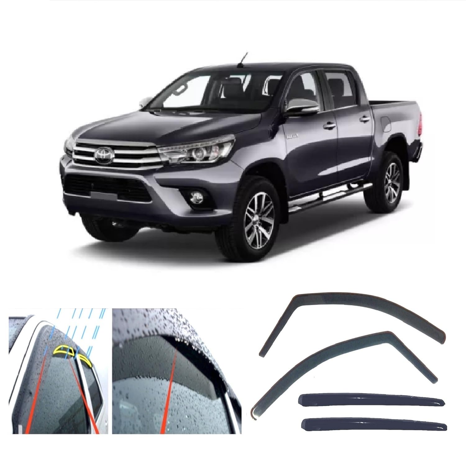 Ac Wow 4x Rain Guards Wind Deflectors For Toyota Hilux | Desertcart GB