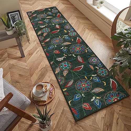 Amazon.com: Lahome Floral Runner Rugs for Hallway 2x8, Green Washable ...