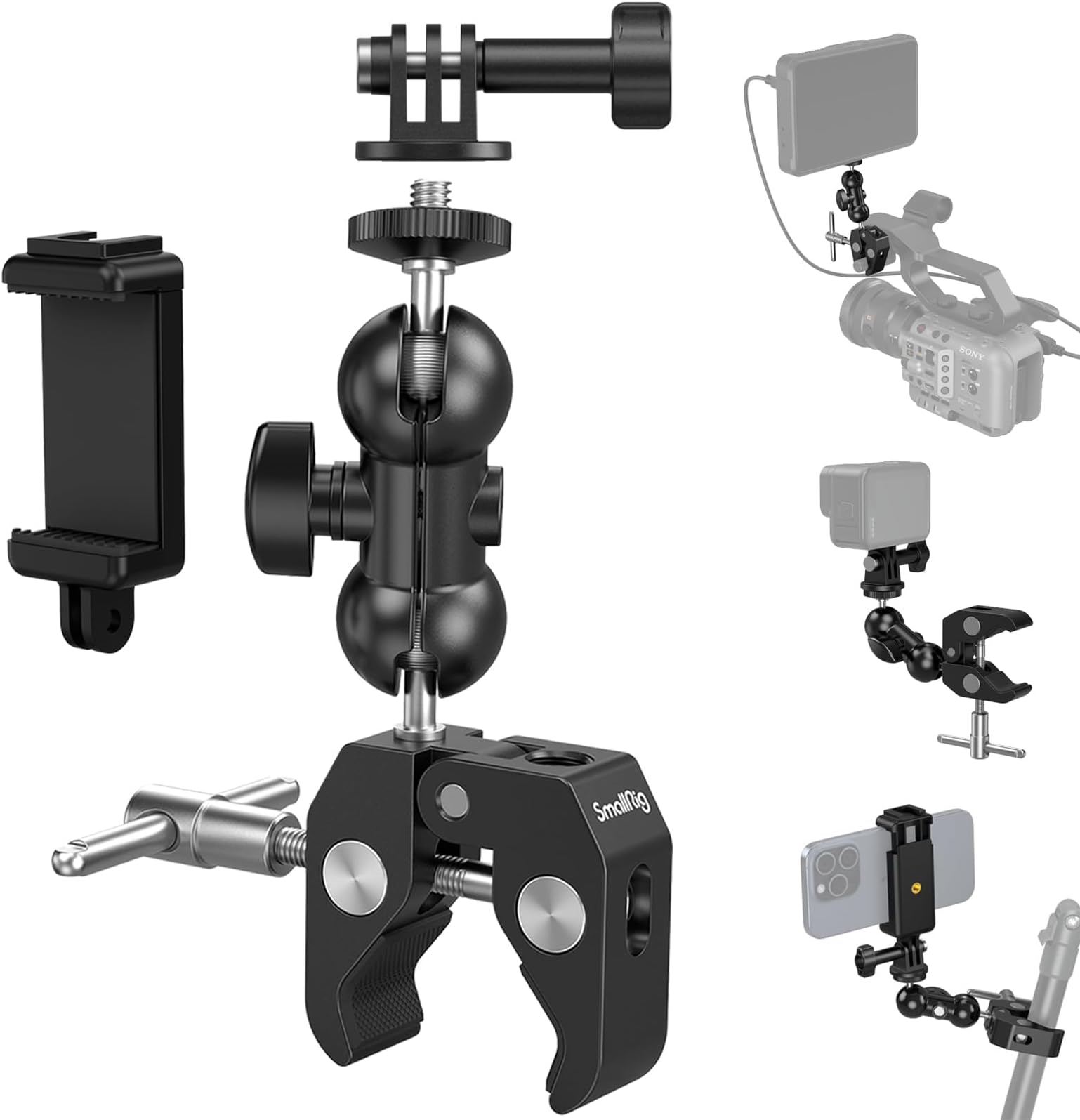 Amazon.com : SMALLRIG Camera Mount Clamp Kit, Ball Head Magic Arm with ...
