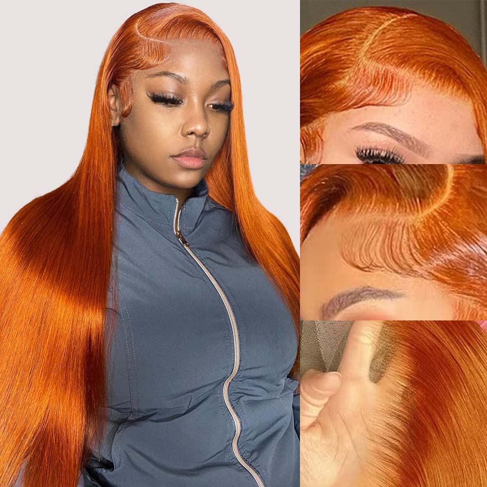 Amazon.com : Ginger Orange Lace Front Wig Human Hair 13X4 HD Transparent Lace Front Human Hair ...