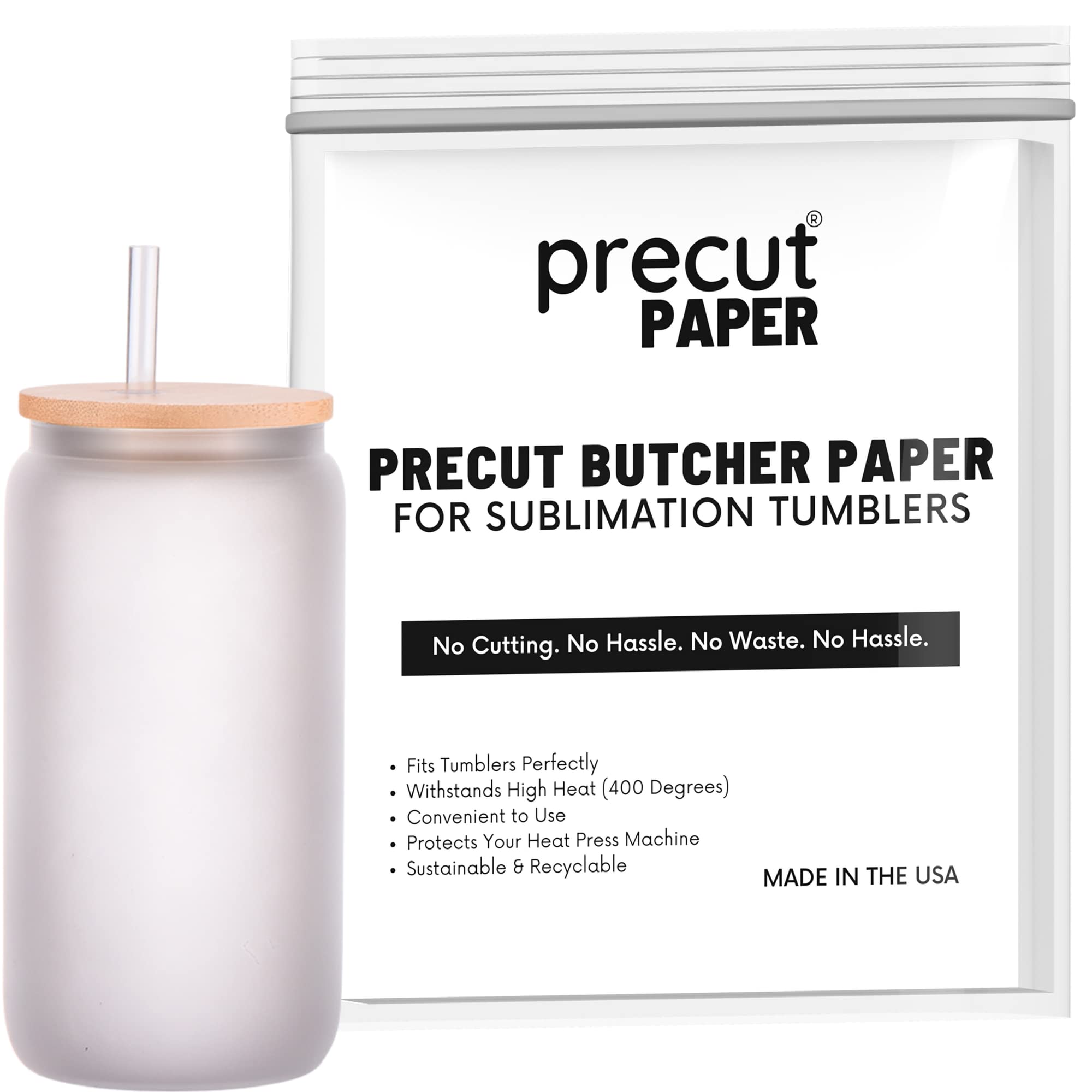 Amazon.com: Precut Butcher Paper for Sublimation Tumblers, White ...