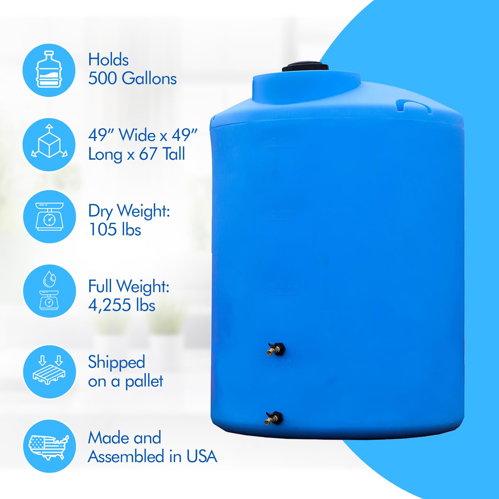 500 Gal Water Storage Containers