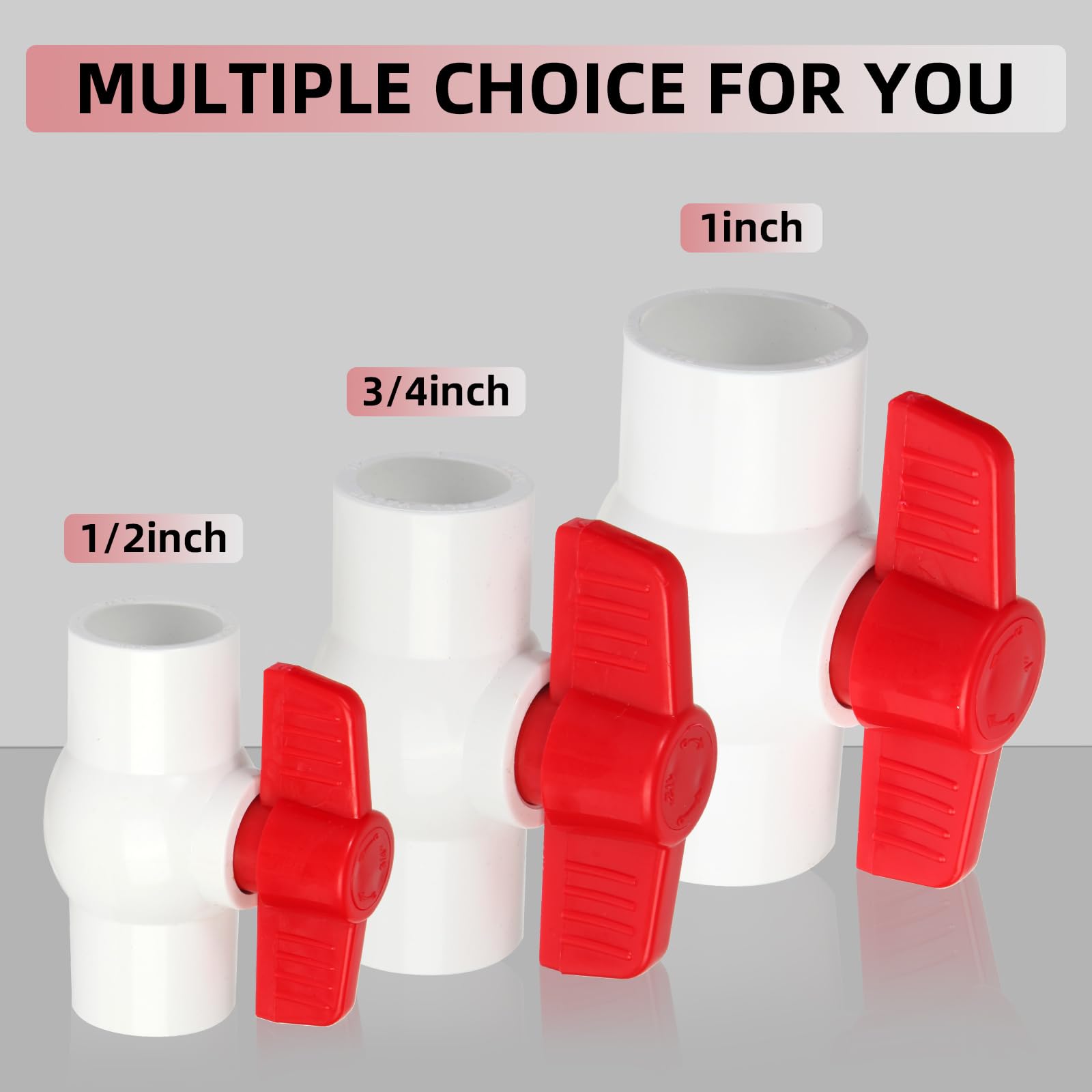 Snapklik.com : 5 Pack 3/4 PVC Ball Valves, PVC Valves 3/4 Inch, Water ...