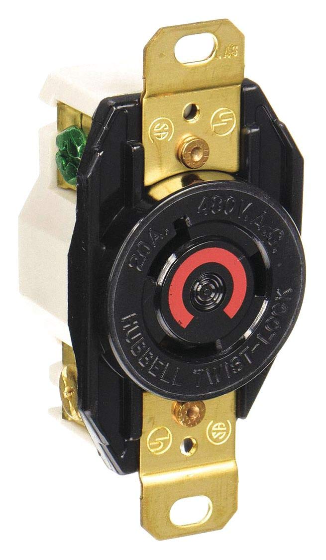 20A Locking Receptacle 2P 3W 480VAC L8-20R BK: Electrical Outlets ...