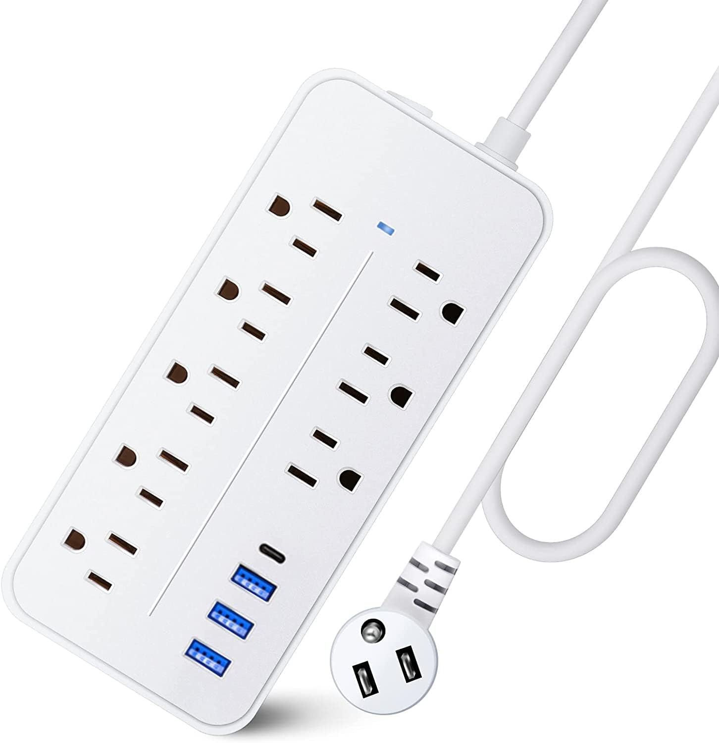 Amazon.com: WANDOFO 15ft Extra Long Cord Power Strip Surge Protector ...