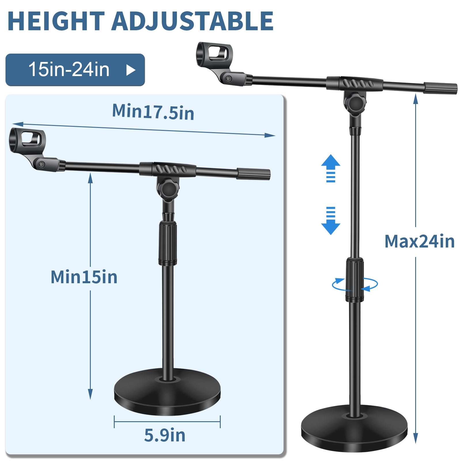 Snapklik.com : Desktop Microphone Stand, Extra Big Base Mic Stand Desk