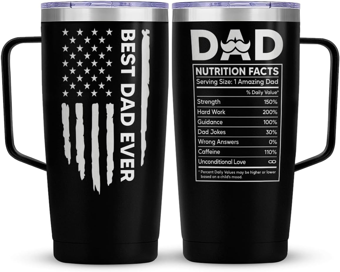 Amazon.com | SANDJEST Dad Cup Tumbler with Handle 20oz Dad Nutrition ...