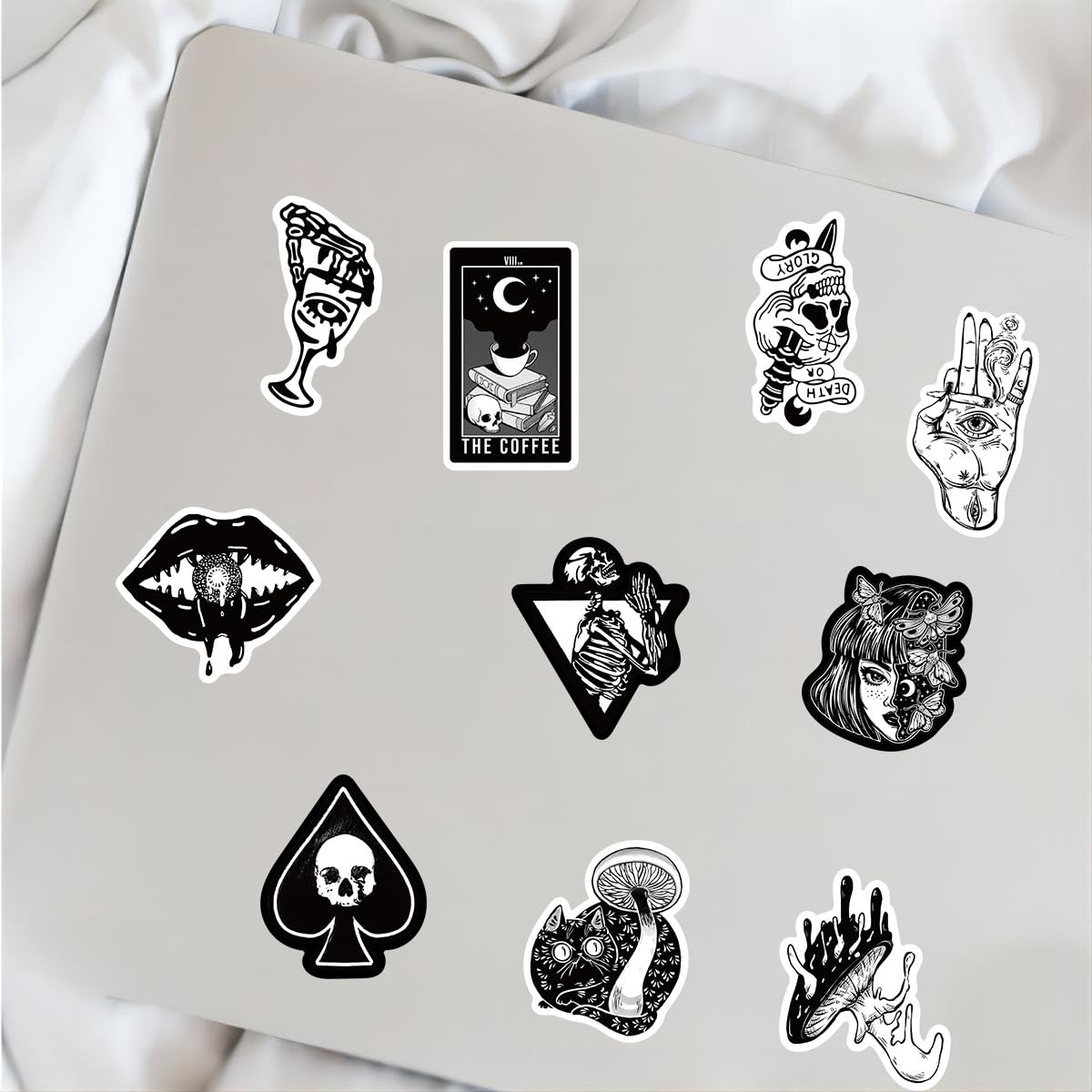Black White Aesthetic Vinyl Decals 100 Gothic Sticker, Glitter ...