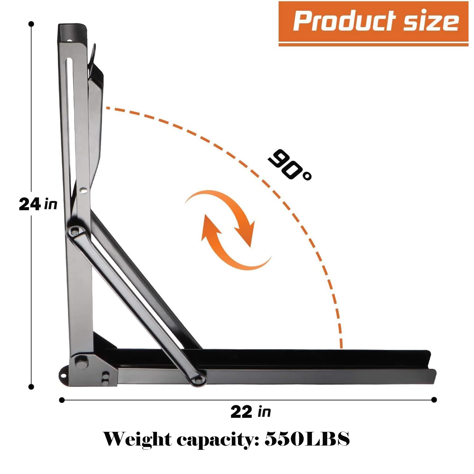 Snapklik.com : Ultrawall 24 Inch Black Sturdy Folding Shelf Brackets