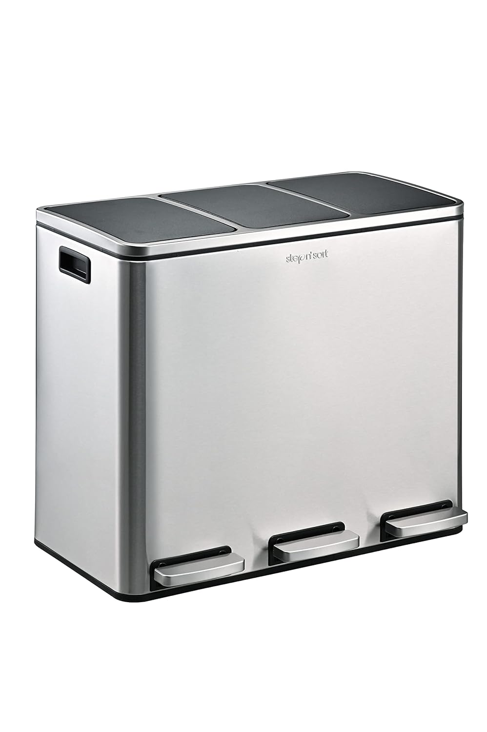 The Step N' Sort, 3 x 18L, 3-Compartment Trash and Recycling Bin with Slow Close lid and ...