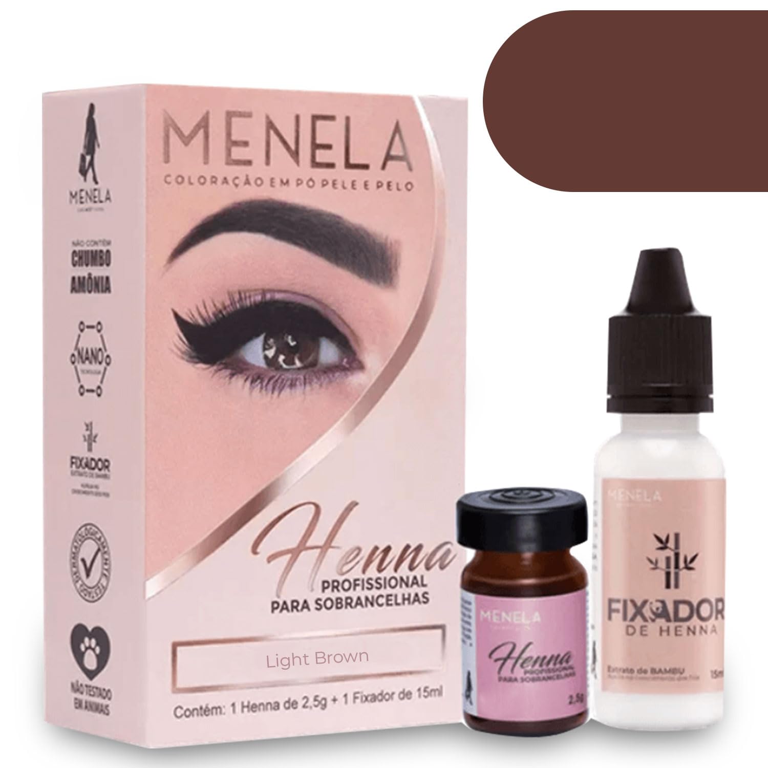 Amazon.com : MENELA Eyebrow Henna Tint - Light Brown Brow Dye with ...