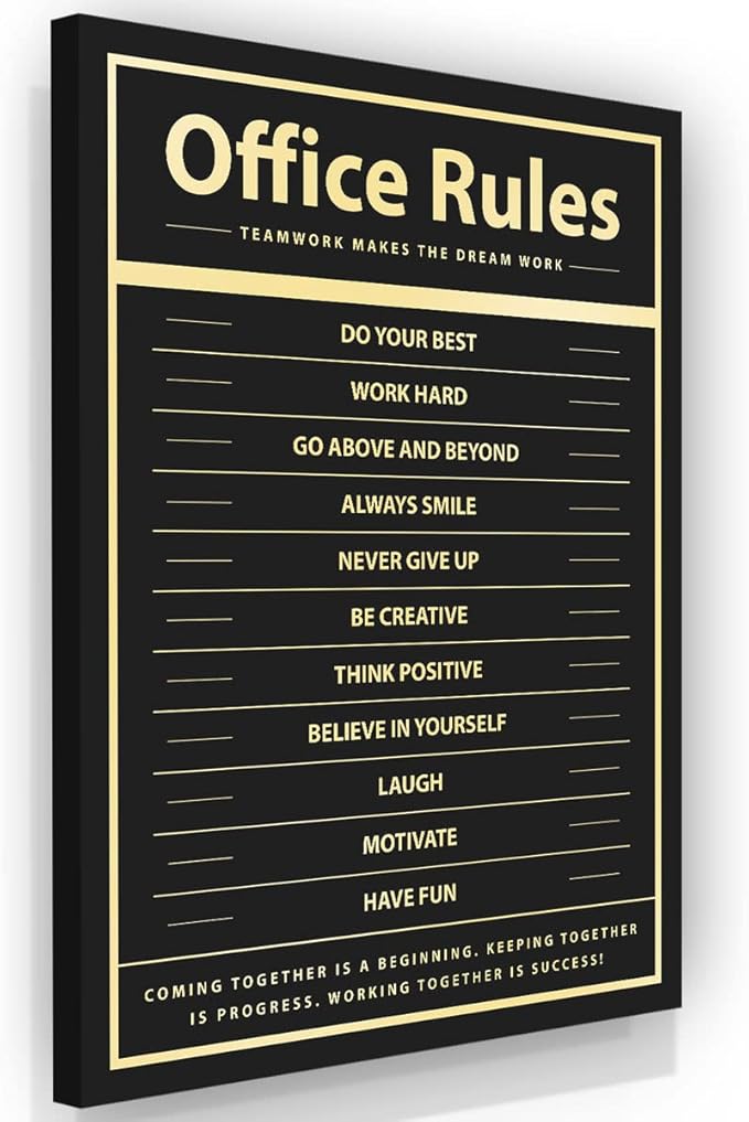Amazon.com: Office Rules Wall Art Office Decor Canvas Print, Company ...