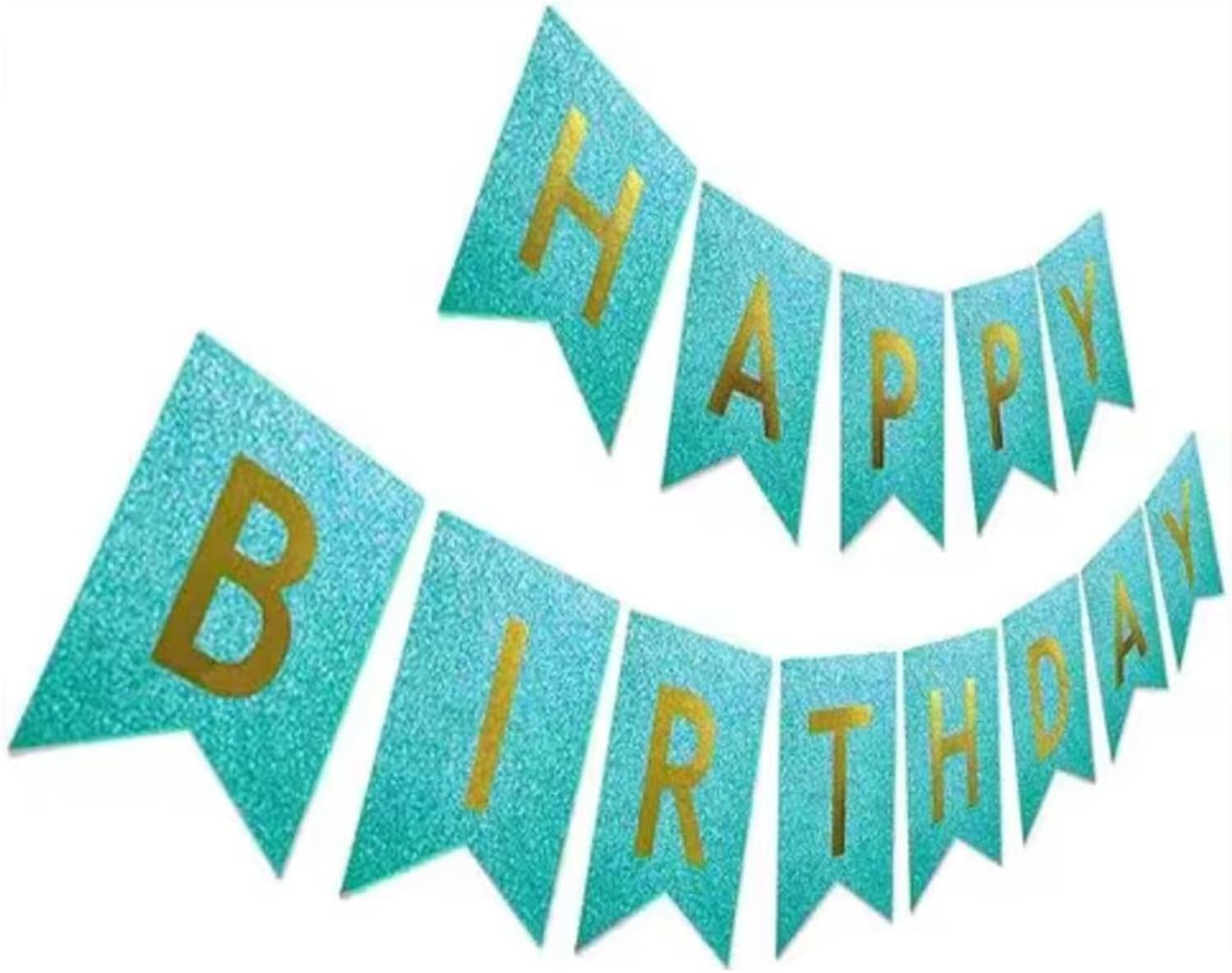 Amazon.com: Teal Glitter Gold Happy Birthday Banner Sign Turquoise Aqua ...