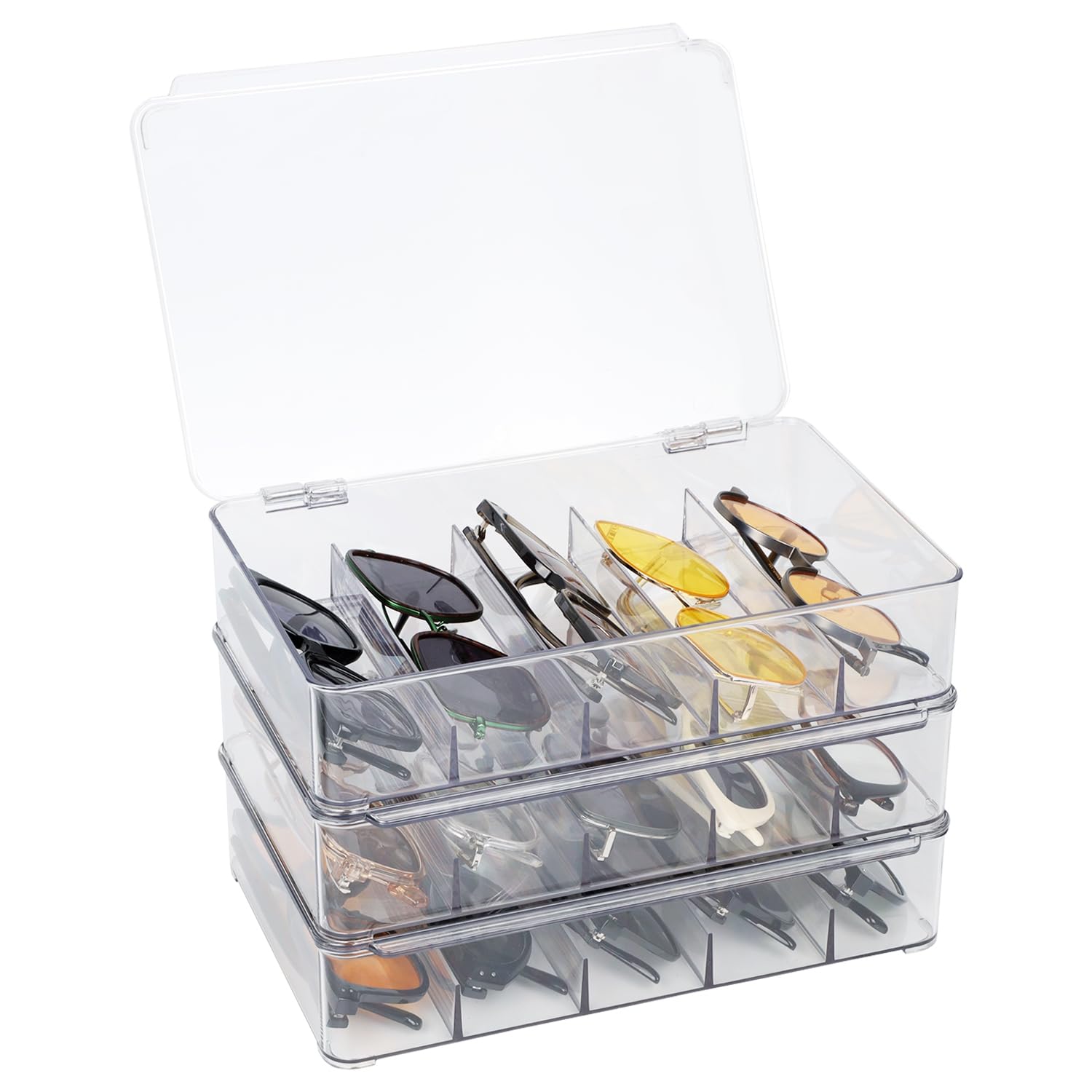 Amazon.com - FORUP Eyeglass Case Storage Organizer, Plastic Stackable ...