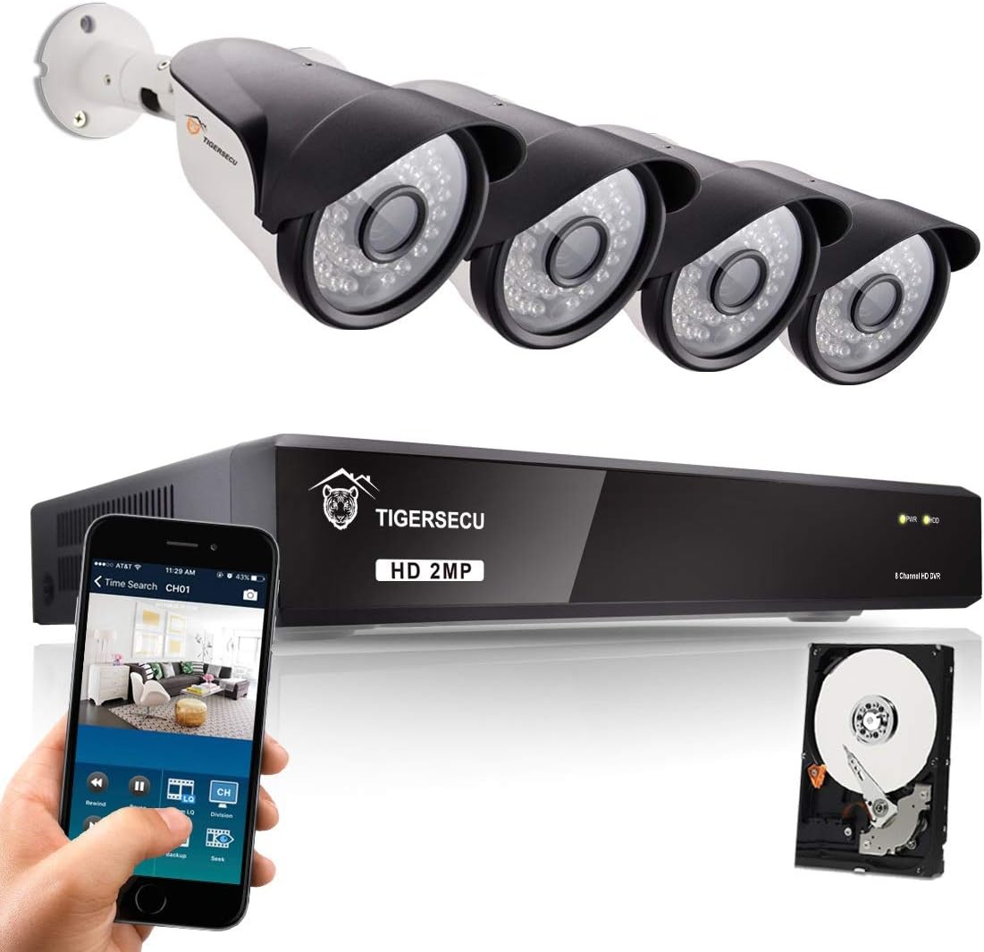 TIGERSECU Super HD 1080P 8-Channel Security Camera System DVR Recorder ...
