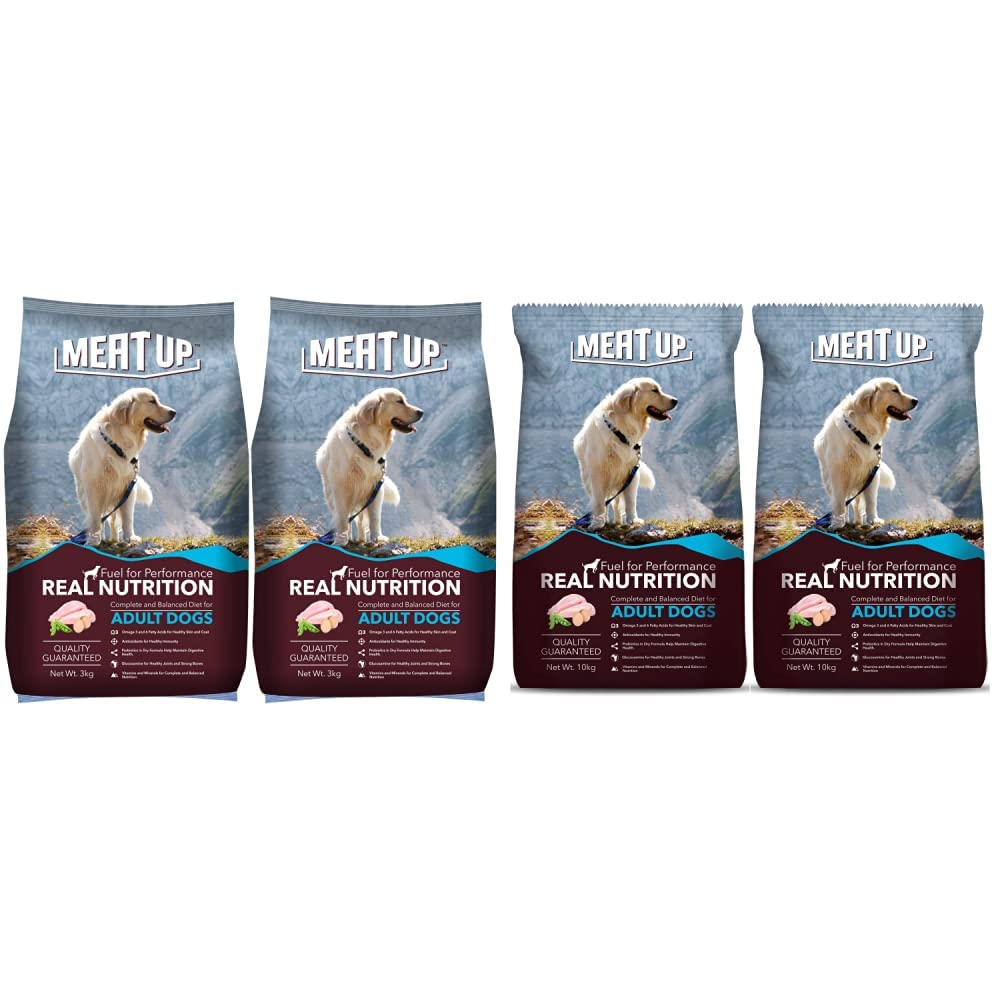 Meat Up Adult Dog Food, 3 kg (Buy 1 Get 1 Free) & Meat Up Adult Dog ...