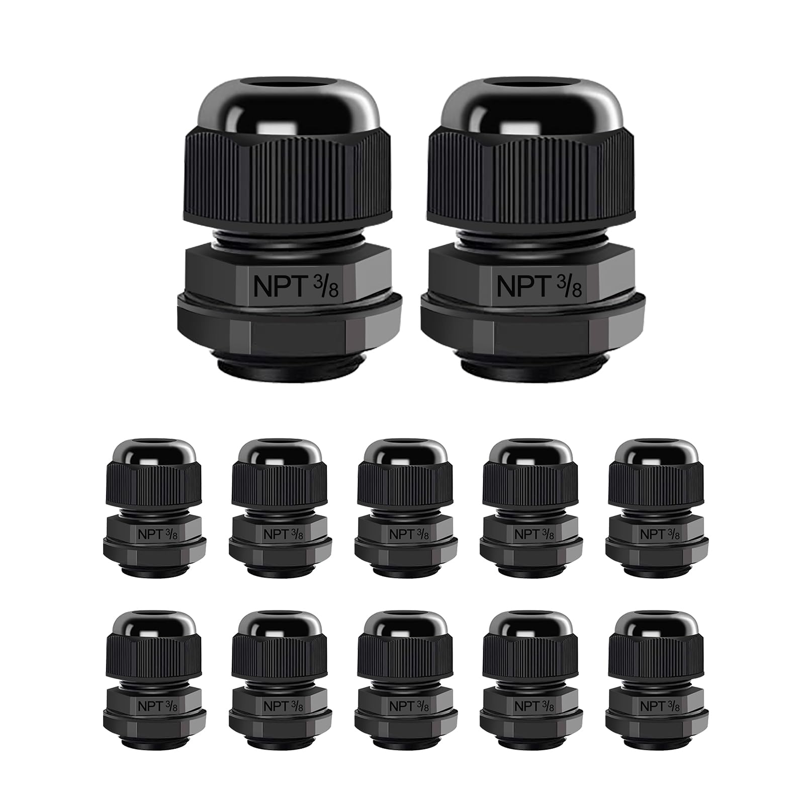AIRIC 12 Pcs 3/8" NPT Cable Glands Nylon PA66, IP68 Waterproof ...