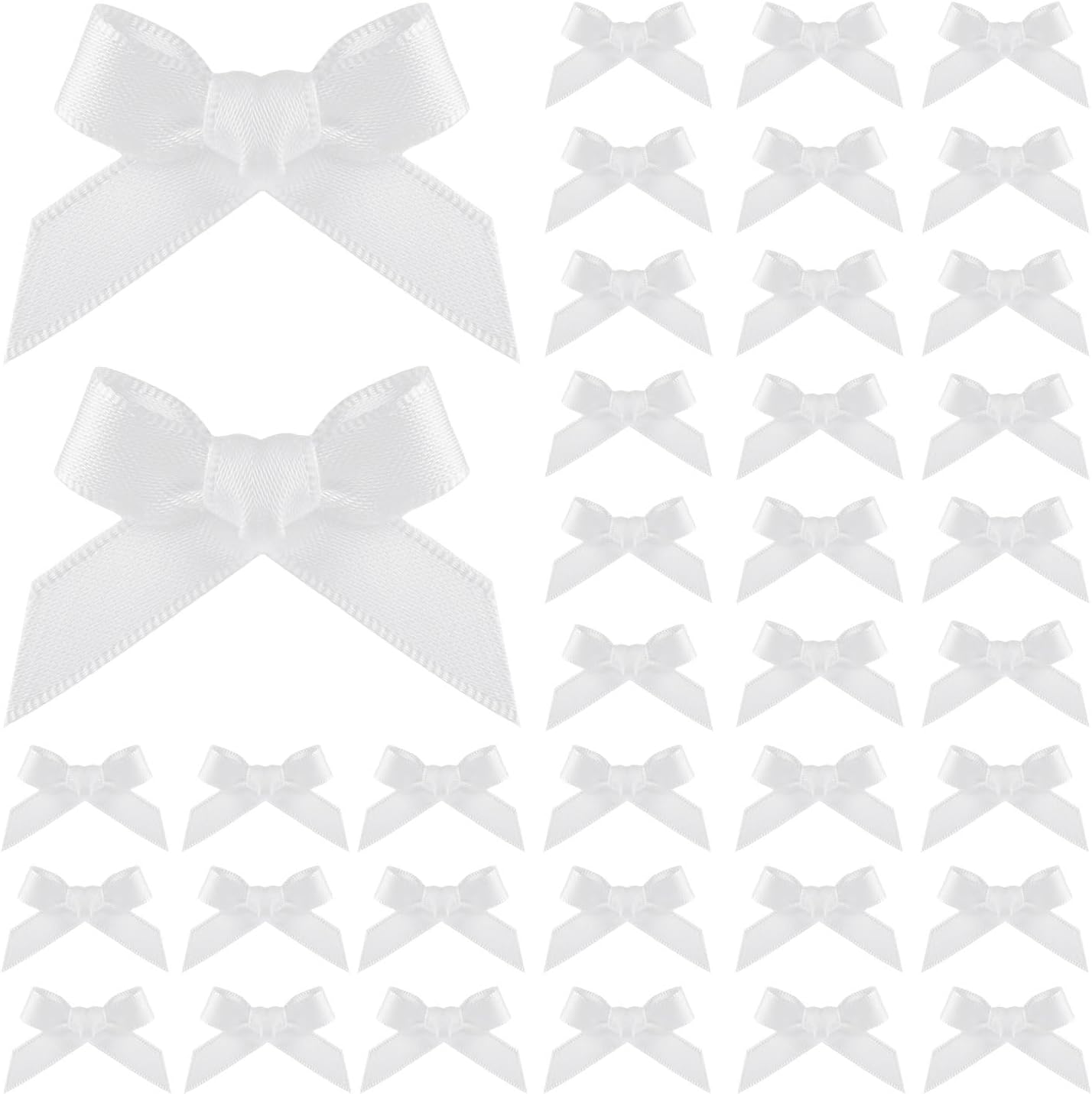 Amazon.com: Mini Bows, 100 Pcs White Bows 1 Inch Satin Ribbon Bow Tiny ...