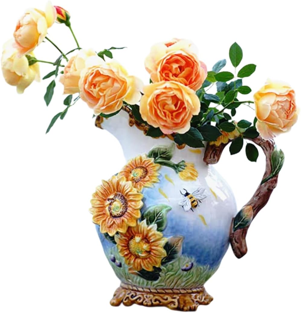 Amazon.com: FORLONG Large Ceramic Water Pitcher Flower Vase, Hand ...
