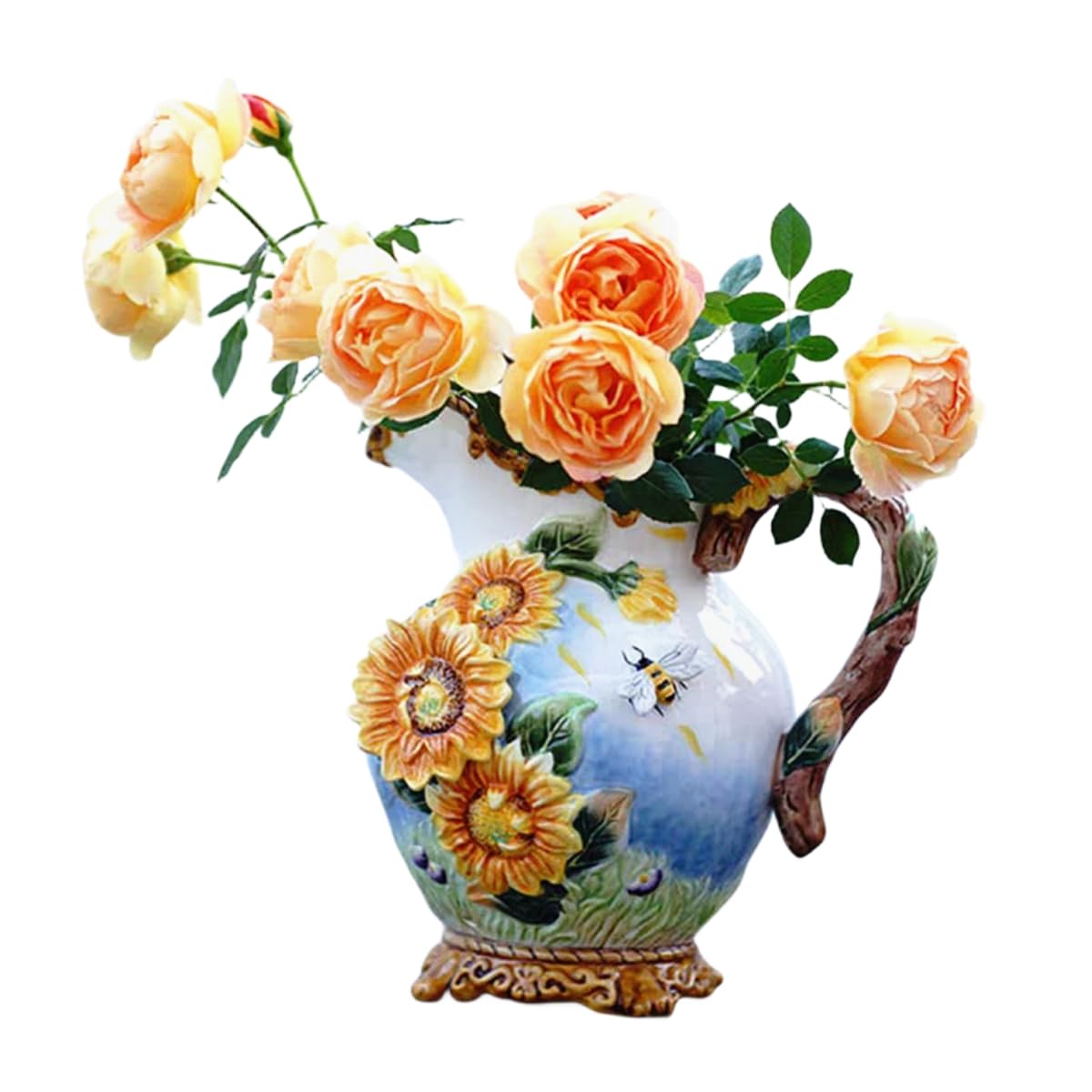 Amazon.com: FORLONG Large Ceramic Water Pitcher Flower Vase, Hand ...