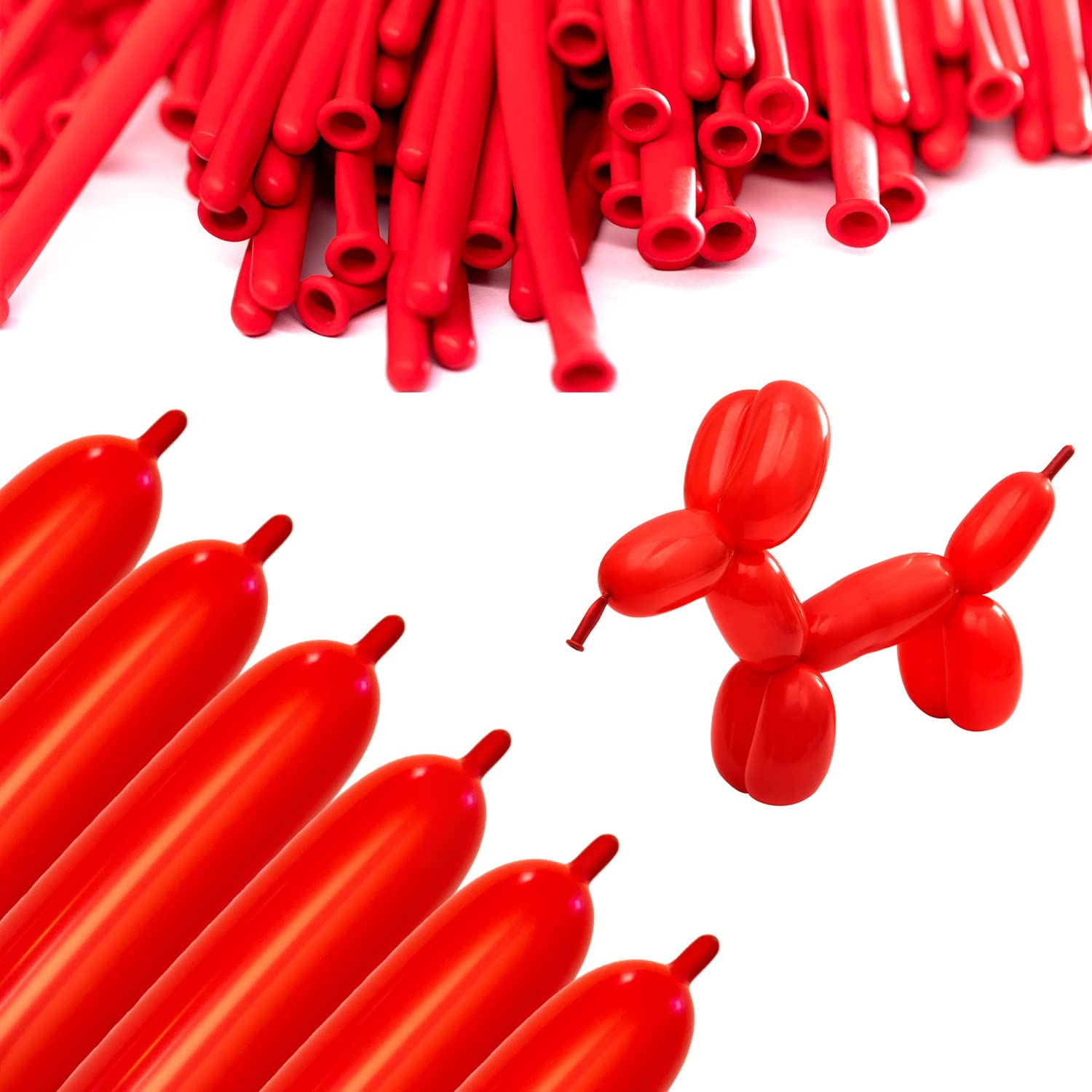 Amazon.com: Clownatex 260 Long Twisting Red Balloons (100 pcs) for ...