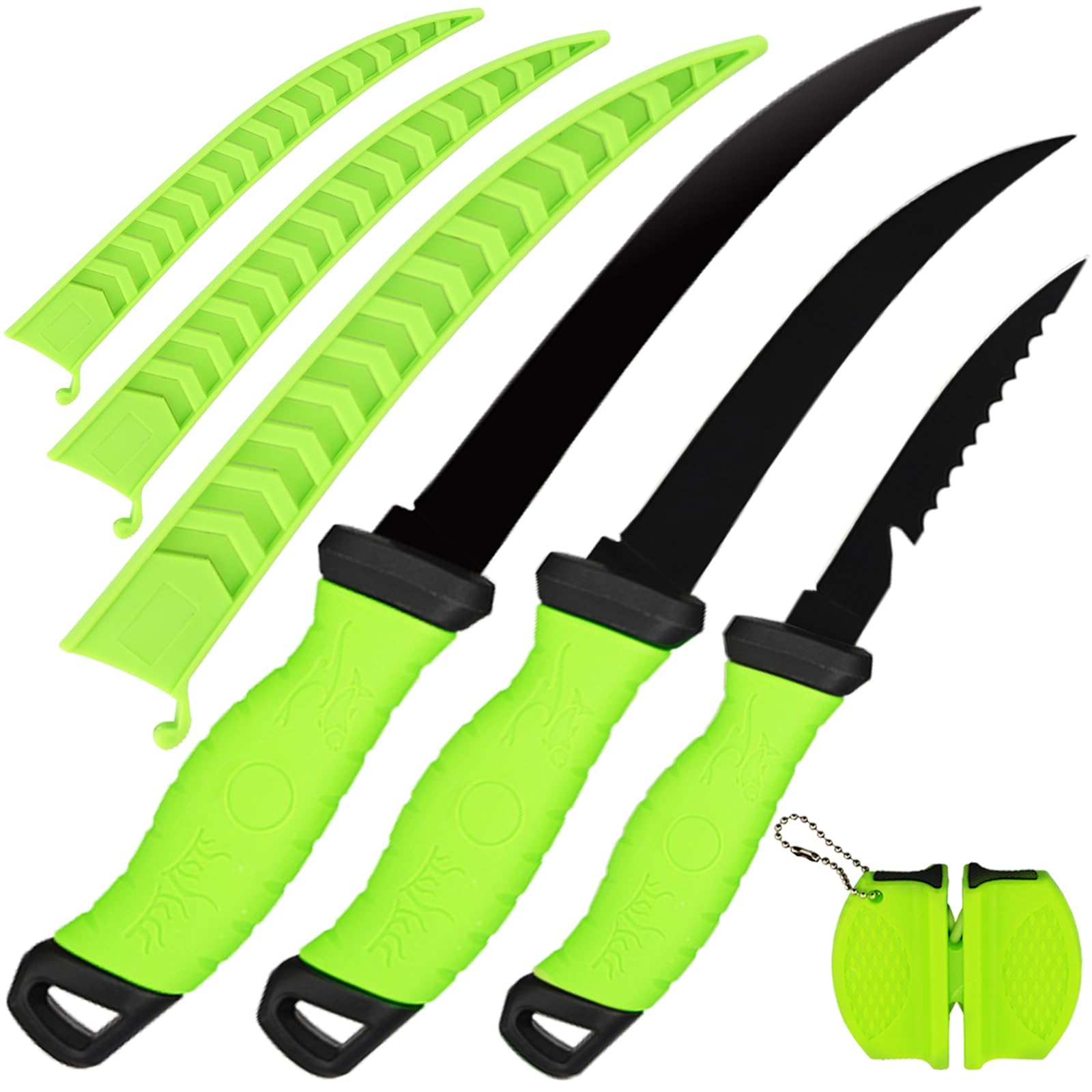 Amazon.com: HOWORR 3PCS Fishing Fillet Knife Set Stainless Steel 5-7 ...