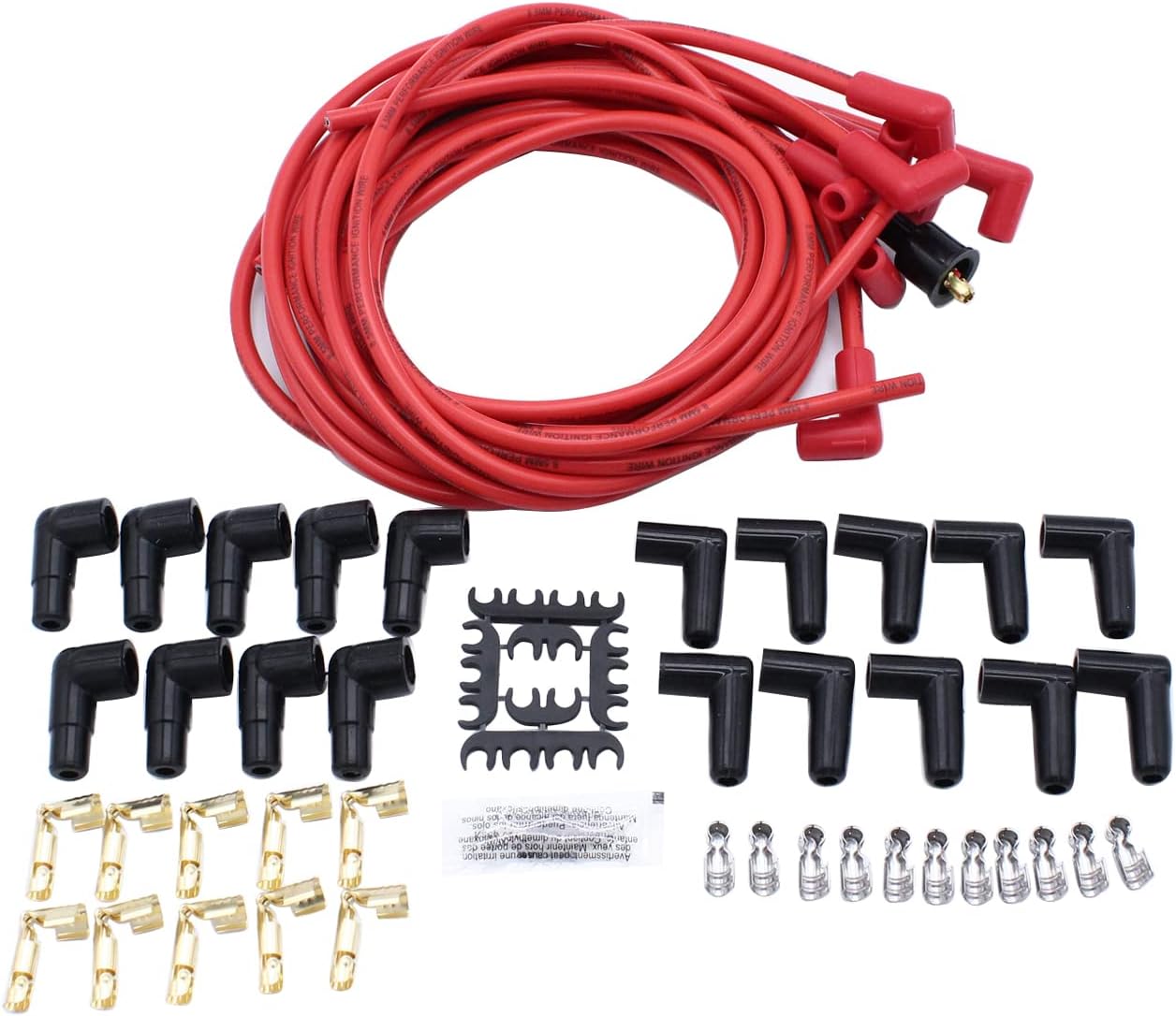 Amazon.com: 1 SET SHLPDFM Red Spark Plug Wires Spiral Core 8.5mm 90 ...