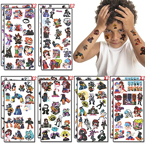 12 Sheets Cute Friday Night Funkin Temporary Tattoos for Kids, Friday ...