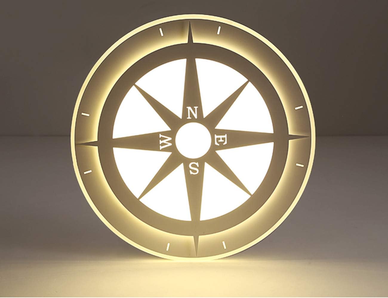XINDAR Flush Mount LED Ceiling Light Fixture Nautical Compass Art ...