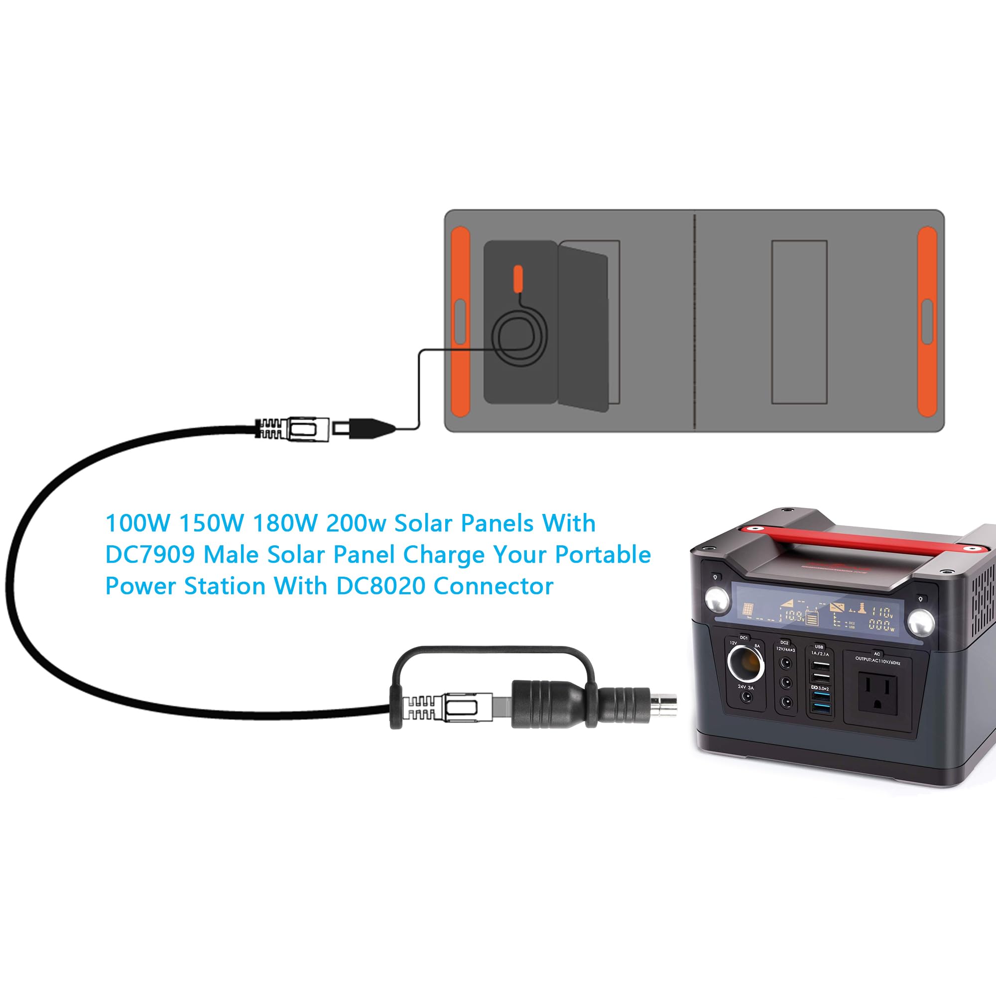 Solar Panel Power Adapter 2-Pack DC7909 To DC8020 Adapter - Solar Panel ...