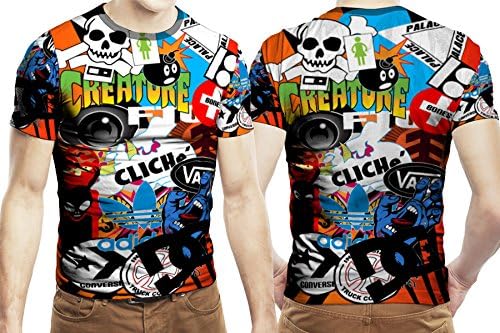 Amazon.com: Skateboard Stickerbomb DC Shoes Tshirt Sublimantion Allover ...
