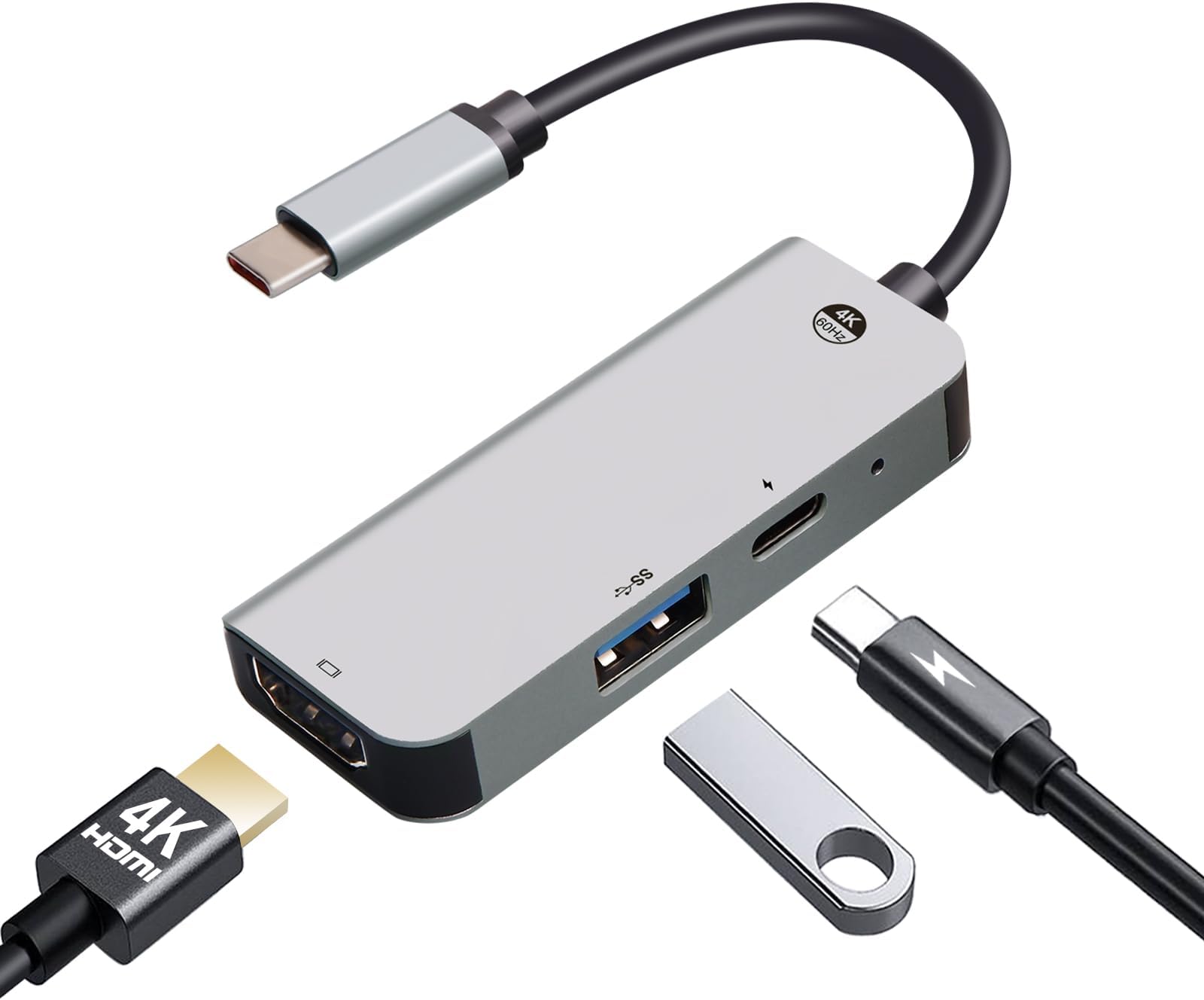 Amazon.com: HUGIN USB C to HDMI Multiport Adapter 4K@60Hz,3 IN 1 ...