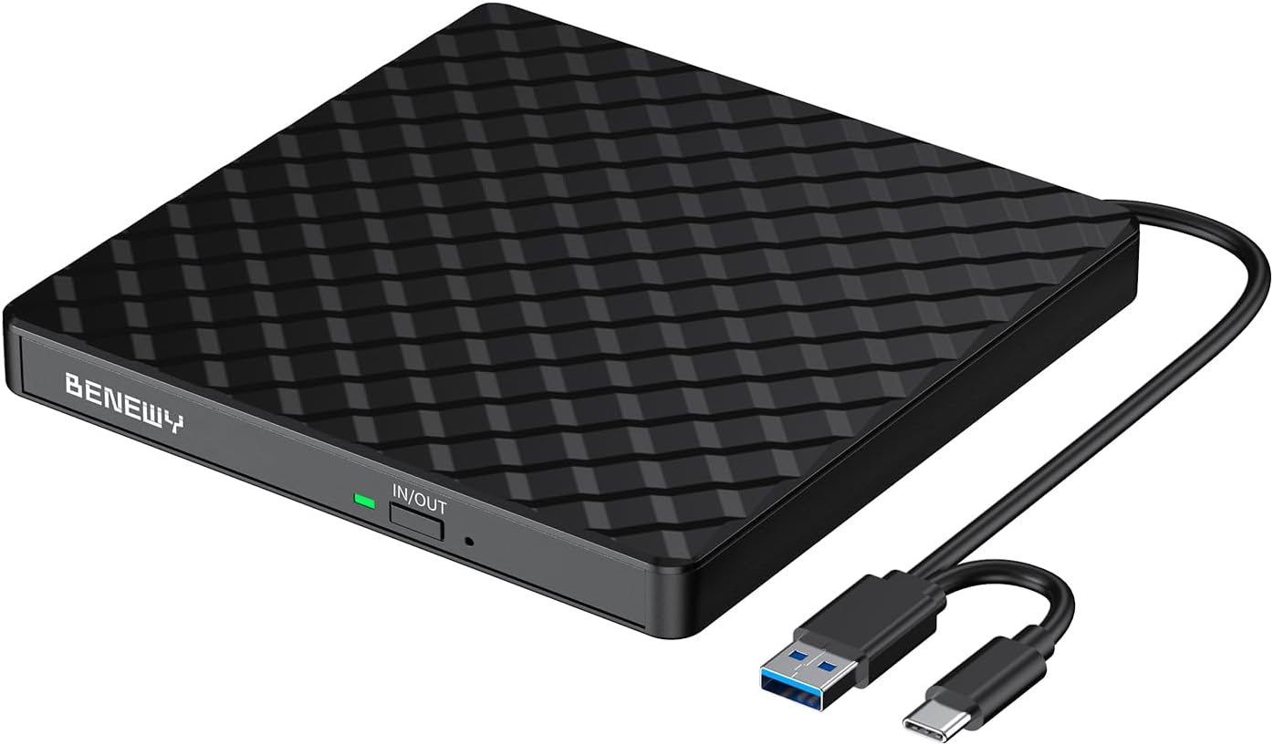 External CD DVD Drive, USB 3.0 and Type-C Portable CD DVD +/-Rw Drive ...