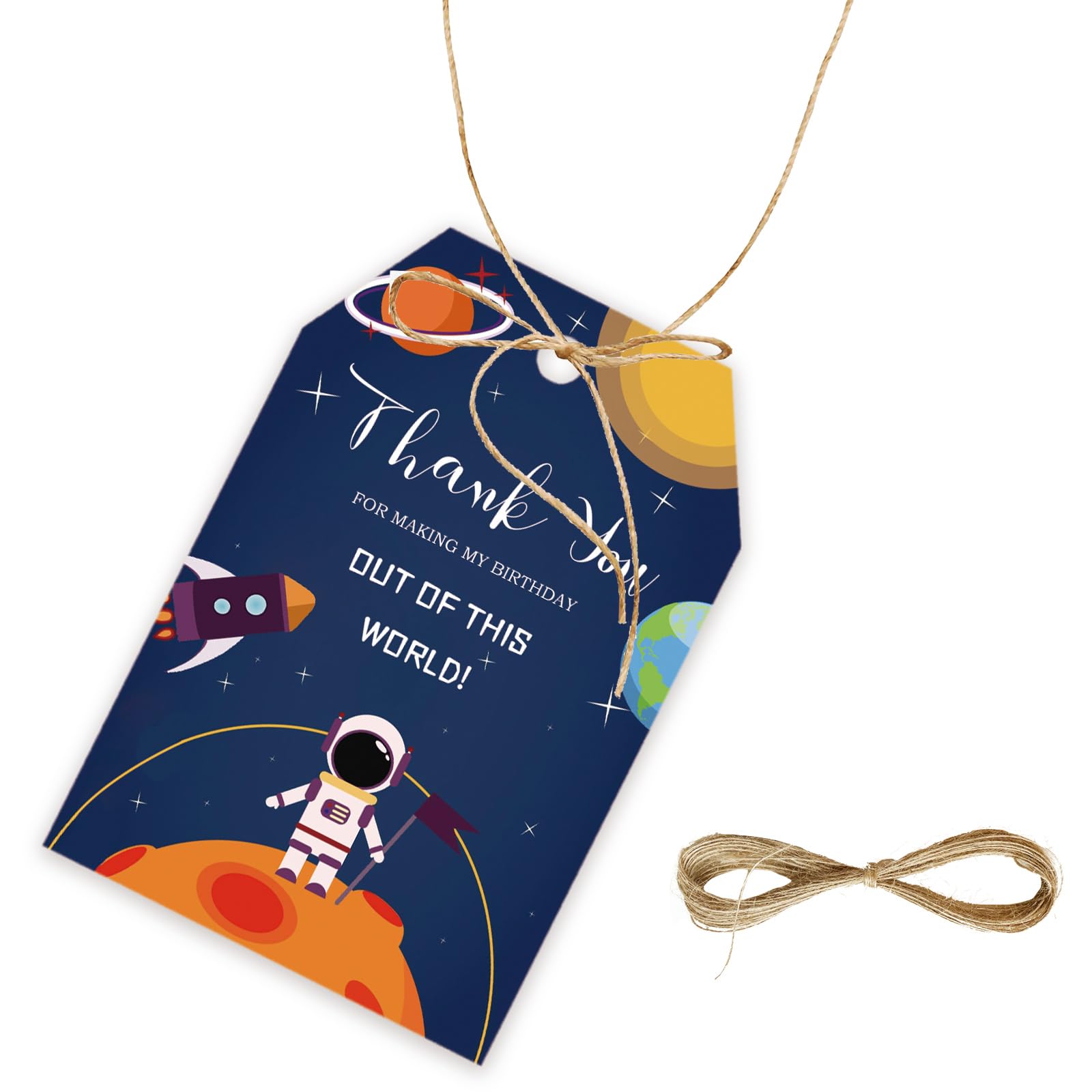 Amazon.com: FORSHEEP 50pcs Outer Space Thank You Tags, Rocket Ship Gift ...