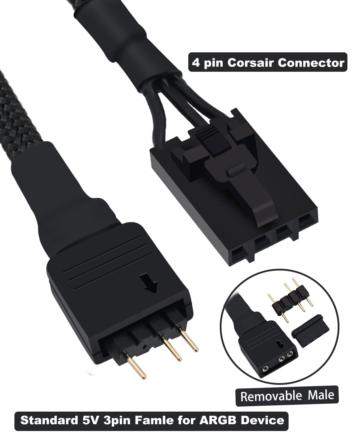 Snapklik.com : 4 Pin RGB Adapter For Corsair Commander Pro, RGB Hub ...