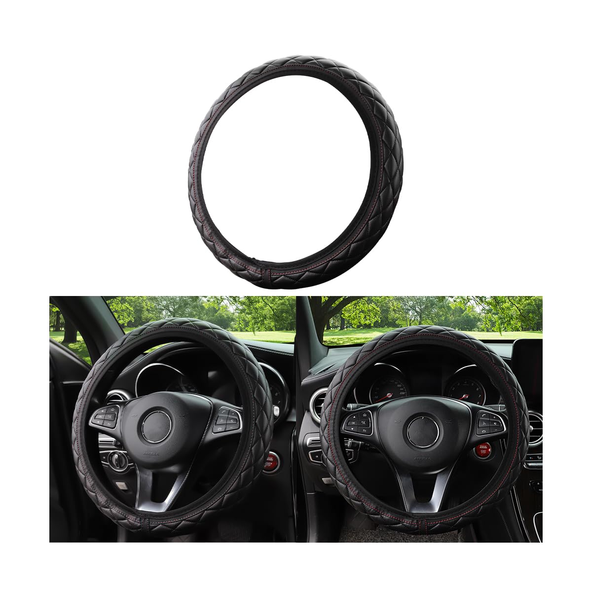 Amazon.com: Mandark Elastic Stretch Car Steering Wheel Cover, 14.5-15 ...